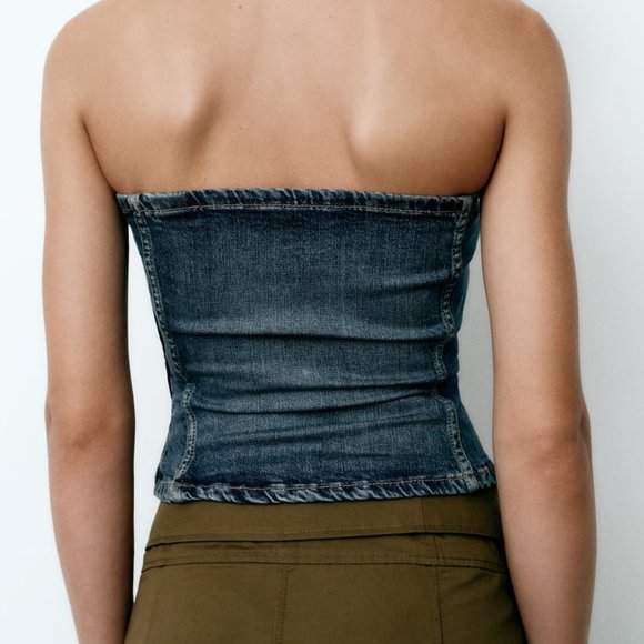 Zara | Tops | Nwt Zara Corset Style Denim Top Blue | Poshmark